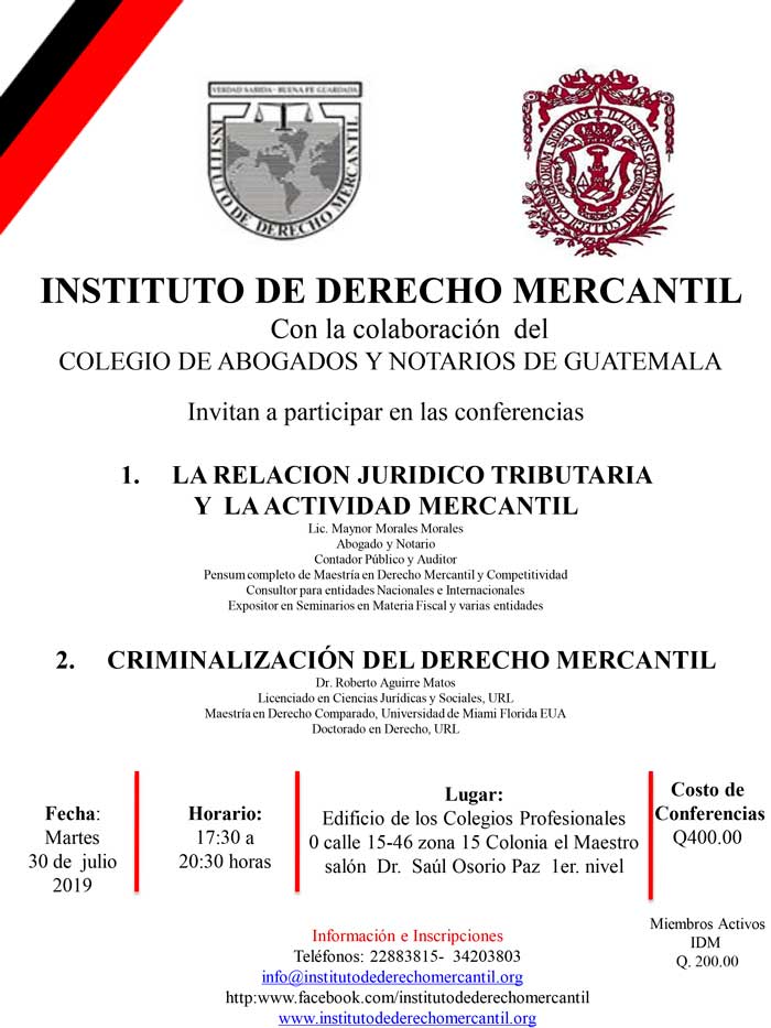 Instituto De Derecho Mercantil Idm Guatemala Conferencias Martes 30